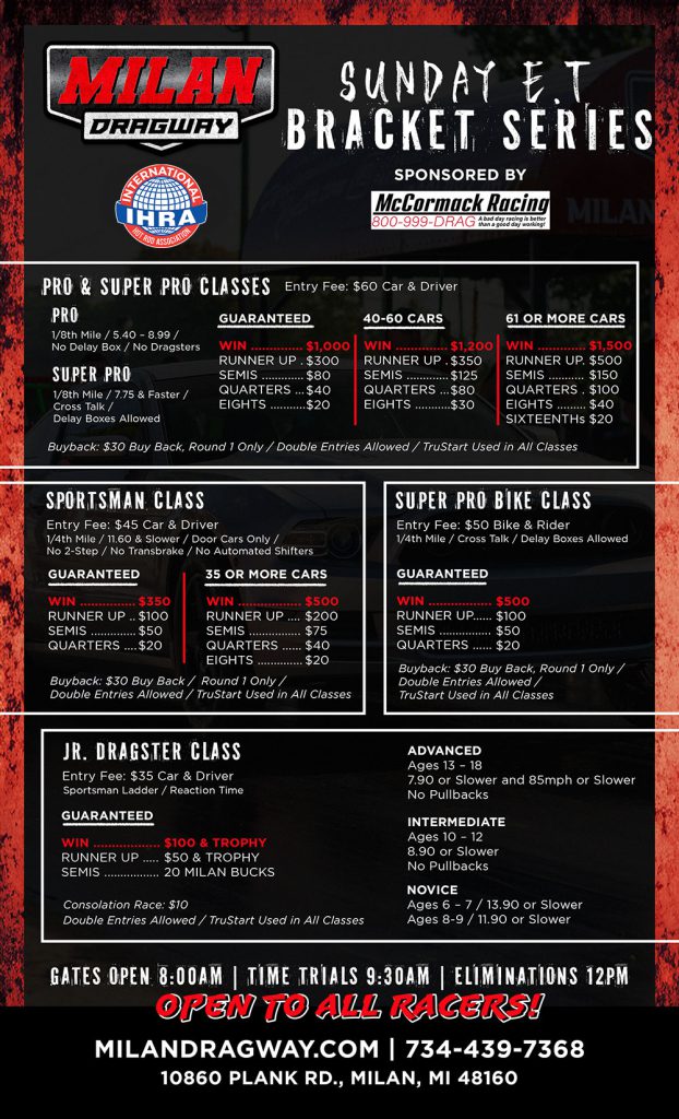 McCormack Racing Sunday E.T. Bracket Series - Milan Dragway